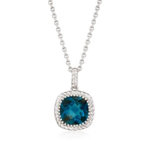 ross-simons 5.00 carat london blue topaz pendant necklace in sterling silver. 18 inches