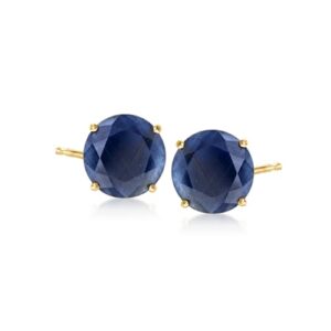 ross-simons 7.00 ct. t.w. sapphire stud earrings in 14kt yellow gold