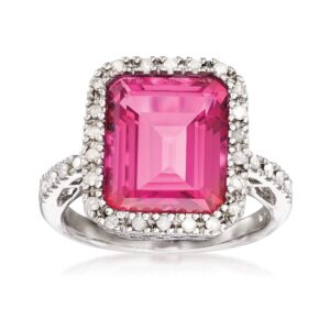 ross-simons 6.50 carat pink topaz and .25 ct. t.w. diamond ring in sterling silver. size 9