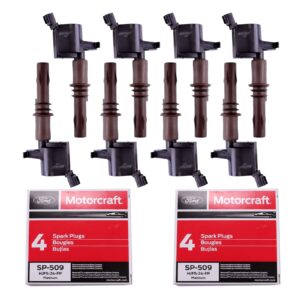 mas ignition coils dg521 and motorcraft sp-509 spark plugs compatible with ford expedition f-150 super duty f-250 f-350 f-450 f-550 f-350 f53 4.6l 5.4l 6.8l c1659 dg521 8l3z-12029-a