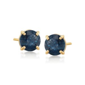 ross-simons 0.60 ct. t.w. round sapphire stud earrings in 14kt yellow gold