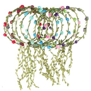 rocutus 10pcs bohemian flower crown floral wreath garland headbands for women (10 pieces)