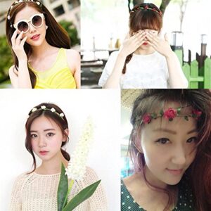 Rocutus 10pcs Bohemian Flower Crown Floral Wreath Garland Headbands for Women (10 Pieces)