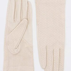 Lovful Womens Sunscreen Gloves UV Sun Lightweight Cotton Touch Screen Driving Gloves,Beige