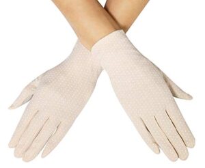 lovful womens sunscreen gloves uv sun lightweight cotton touch screen driving gloves,beige