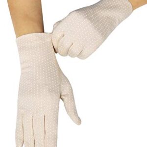 Lovful Womens Sunscreen Gloves UV Sun Lightweight Cotton Touch Screen Driving Gloves,Beige