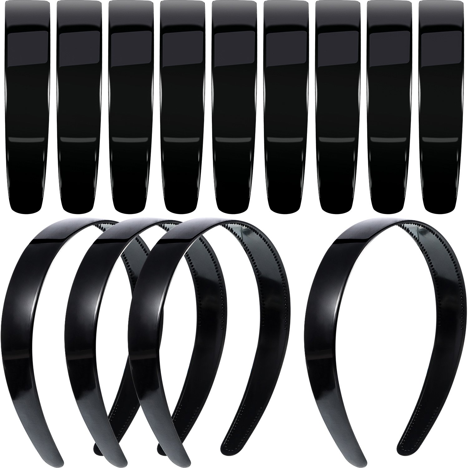 Hestya 1 Inch Black Plain Craft Plastic Headbands with Teeth Plastic DIY Hair Accessories Headbands Headwear (20 Pack)