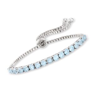 ross-simons 5.00 ct. t.w. sky blue topaz bolo bracelet in sterling silver