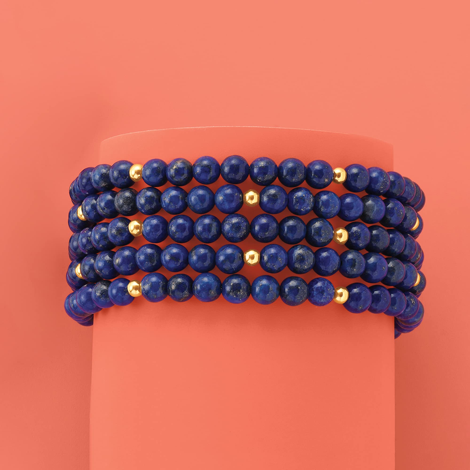 Ross-Simons Blue Lapis Jewelry Set: 5 Bead Stretch Bracelets With 14kt Yellow Gold