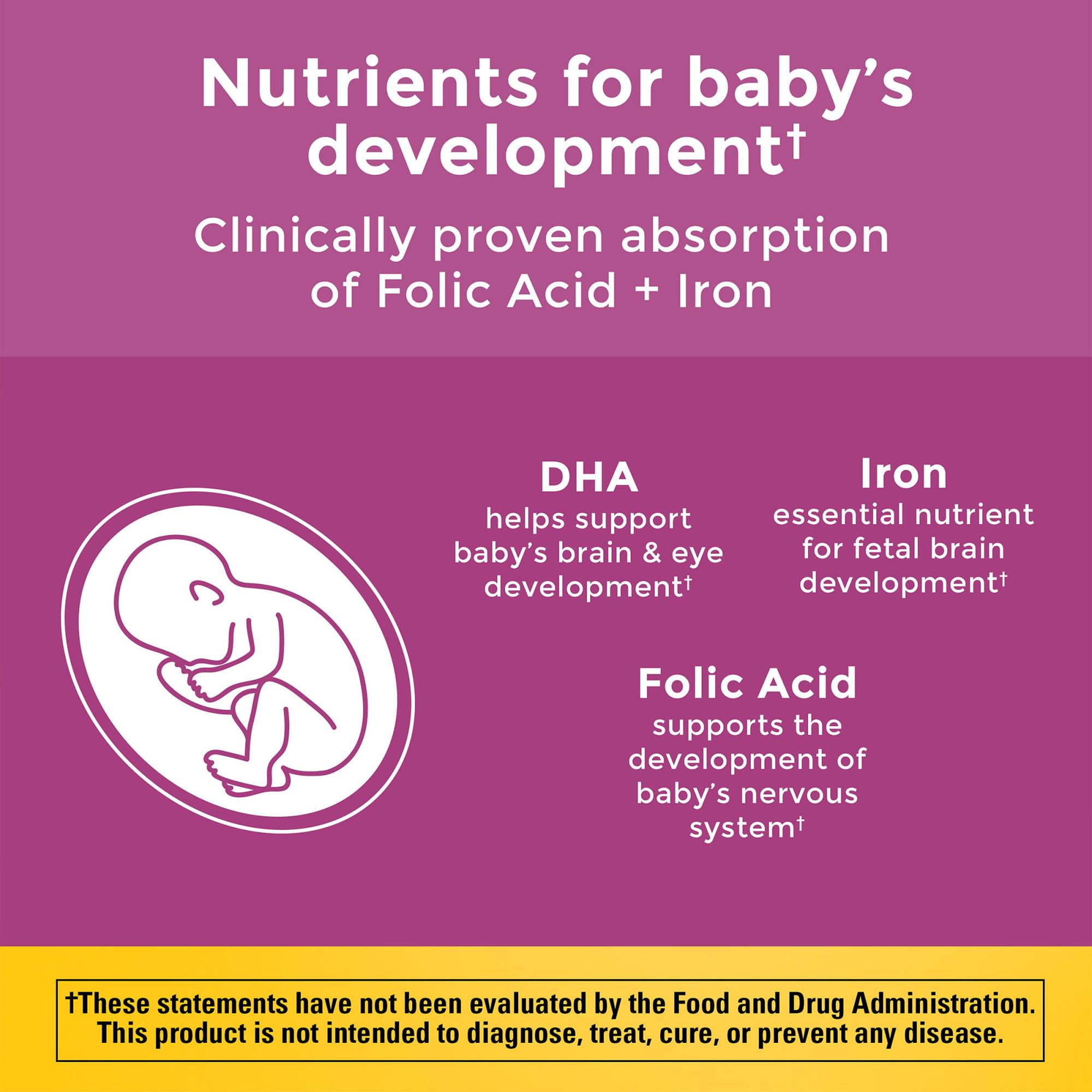 Nature Made Prenatal with Folic Acid + DHA, Prenatal Vitamin and Mineral Supplement for Daily Nutritional Support, 110 Softgels, 110 Day Supply