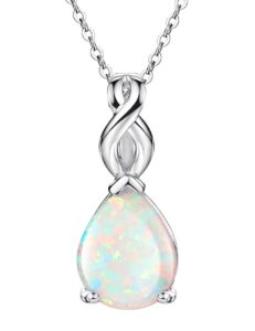 michooyel 925 sterling silver opal pendant necklace teardrop birthstone infinity necklace for women 18"