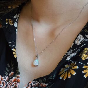 Michooyel 925 Sterling Silver Opal Pendant Necklace Teardrop Birthstone Infinity Necklace for Women 18"