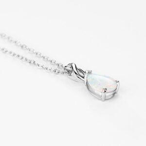 Michooyel 925 Sterling Silver Opal Pendant Necklace Teardrop Birthstone Infinity Necklace for Women 18"