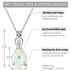 Michooyel 925 Sterling Silver Opal Pendant Necklace Teardrop Birthstone Infinity Necklace for Women 18"