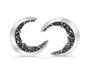 ondaisy 20g 14k rhodium plated black cz boho gypsy planet half sun crescent sailor luna moon ear studs piercing earrings