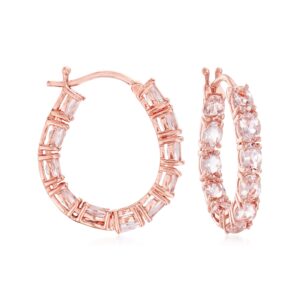 ross-simons 3.35 ct. t.w. morganite inside-outside hoop earrings in 18kt rose gold over sterling