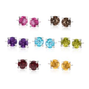 ross-simons 7.00 ct. t.w. multi-stone jewelry set: 7 pairs of stud earrings in sterling silver