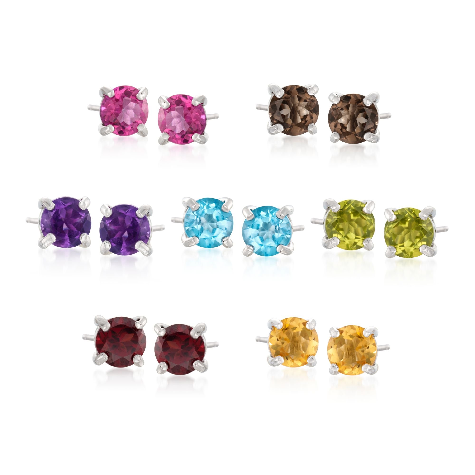 Ross-Simons 7.00 ct. t.w. Multi-Stone Jewelry Set: 7 Pairs Of Stud Earrings in Sterling Silver