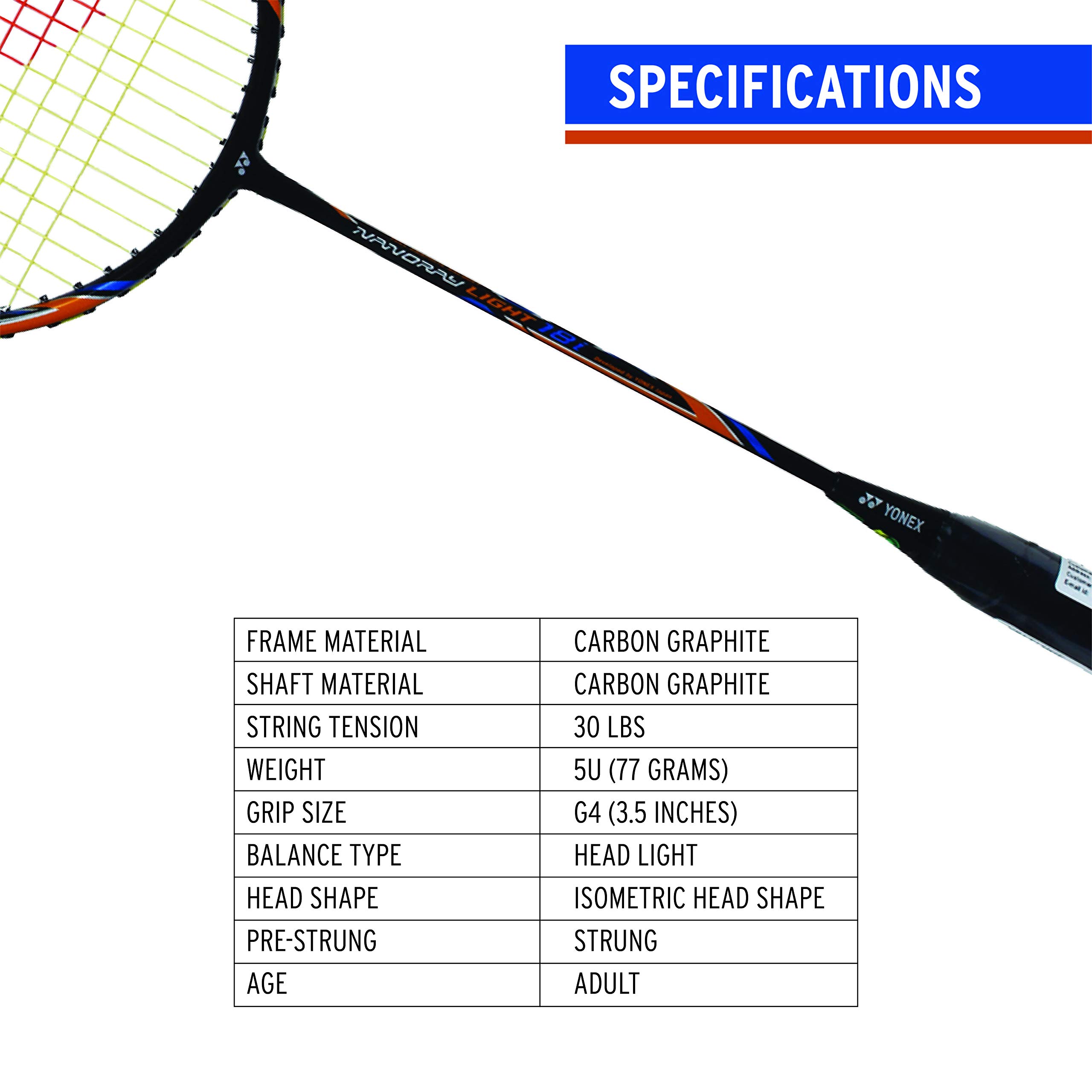 YONEX Nanoray Light 18i Graphite Badminton Racquet (Black)