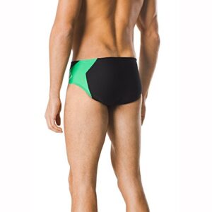 Speedo Men's Swimsuit Brief Endurance+ Splice Team Colors,Black/Green Spark,34