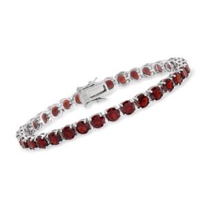 ross-simons 19.20 ct. t.w. garnet tennis bracelet in sterling silver. 7 inches