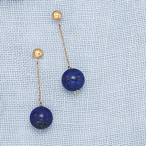 Ross-Simons 10mm Lapis Bead Drop Earrings in 14kt Yellow Gold