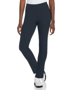 pga tour women's regular pull-on golf pant with tummy control (size x-small-xx-large), black iris, medium