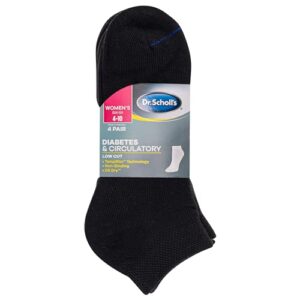 Dr. Scholl's womens Diabetes & Circulator - 4 Pair Packs Casual Sock, Black, 8-12 US