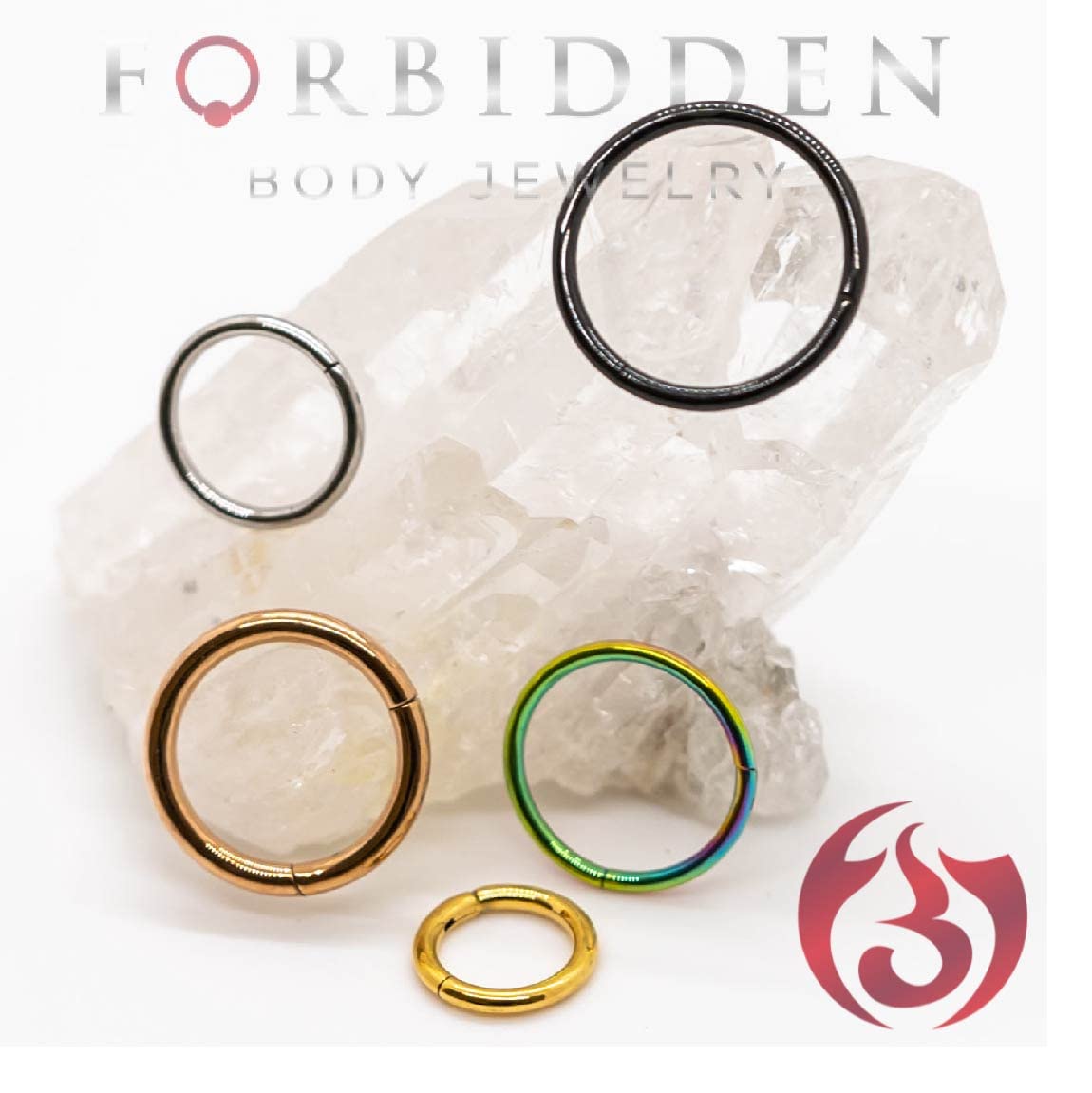 Forbidden Body Jewelry 316L Surgical Steel Hinged Seamless Nose Rings Hoop 14 gauge (14G), Diameter 8mm, Gold Tone.