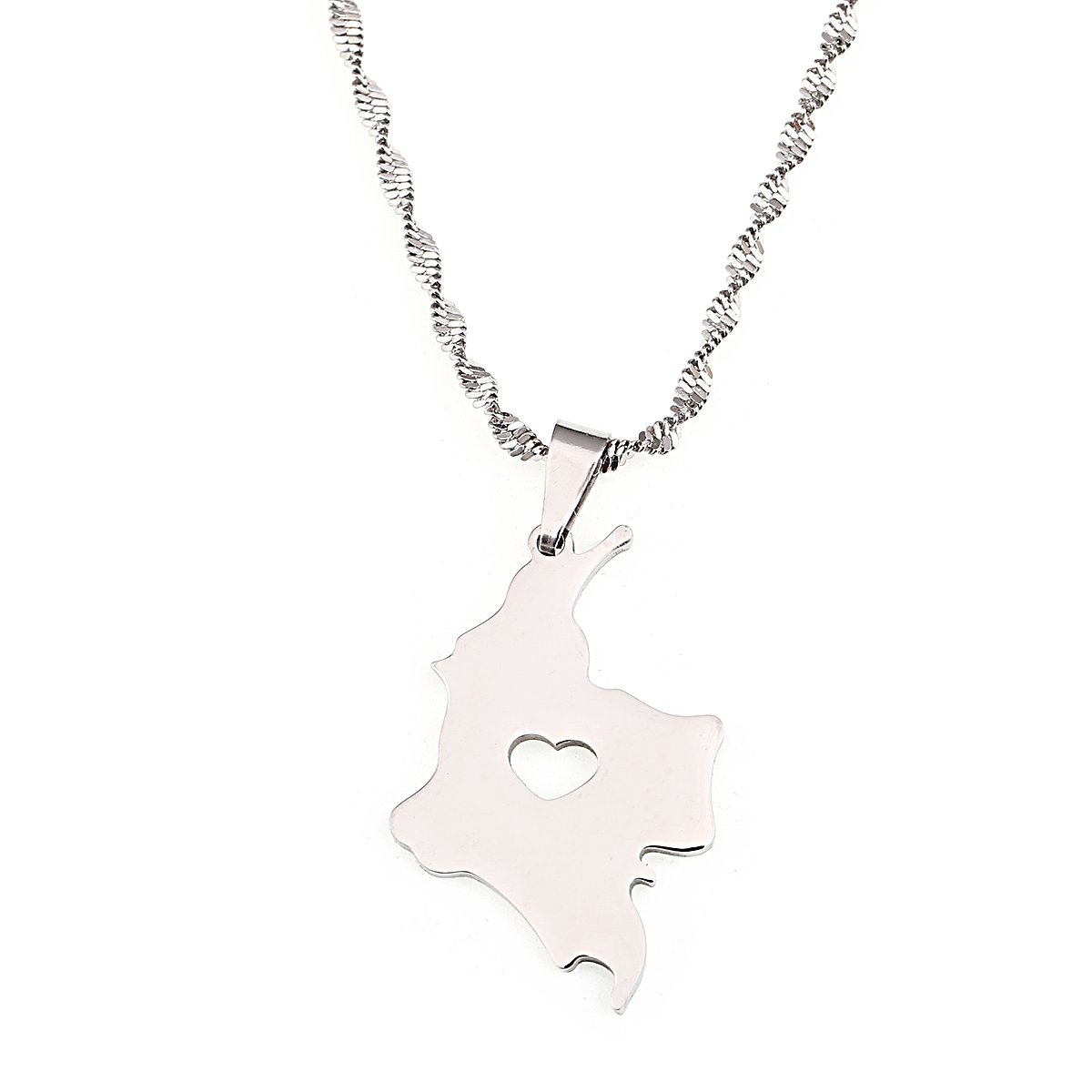 Silver Color Map of Colombia Pendant Necklaces for Women Colombian Jewelry