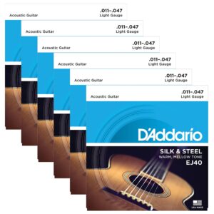 d'addario ej40 silk & steel folk 11-47 (6 pack bundle)