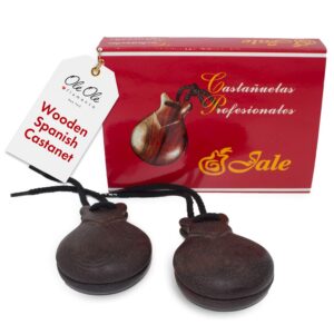 jale flamenco castanets professional authentic brown granadillo wood spanish castanet size t-6 woman adult by ole ole flamenco