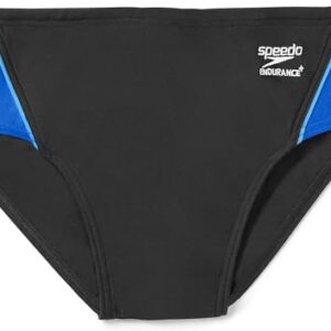 Speedo Men's Swimsuit Brief Endurance+ Splice Team Colors Black/Blue Spark, 38