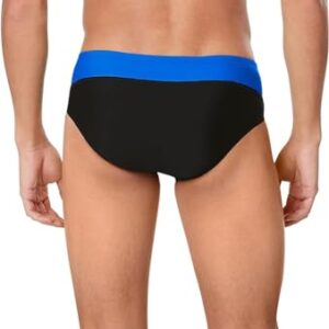 Speedo Men's Swimsuit Brief Endurance+ Splice Team Colors Black/Blue Spark, 38