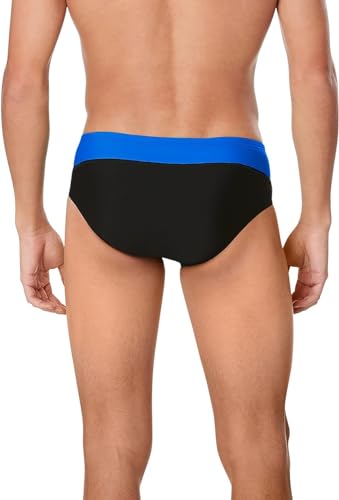 Speedo Men's Swimsuit Brief Endurance+ Splice Team Colors Black/Blue Spark, 38