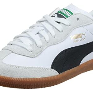 PUMA Mens Super Liga OG Sneaker, PUMA Mens White-PUMA Mens Black-PUMA Mens Team Gold, 9