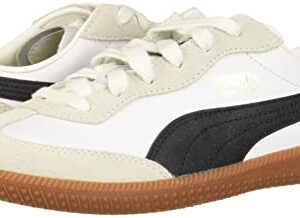 PUMA Mens Super Liga OG Sneaker, PUMA Mens White-PUMA Mens Black-PUMA Mens Team Gold, 9