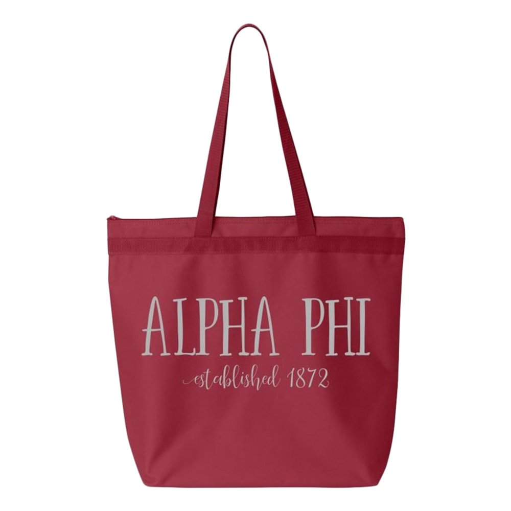 Alpha Phi Established Tote Bag Maroon