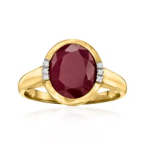 ross-simons 5.00 carat ruby ring with diamond accents in 14kt yellow gold. size 7