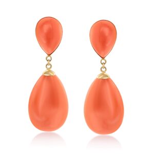 ross-simons coral drop earrings in 14kt yellow gold