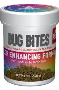 fluval bug bites color enhancing fish food for tropical fish, granules for medium to large sized fish, 1.6 oz., a6589, brown