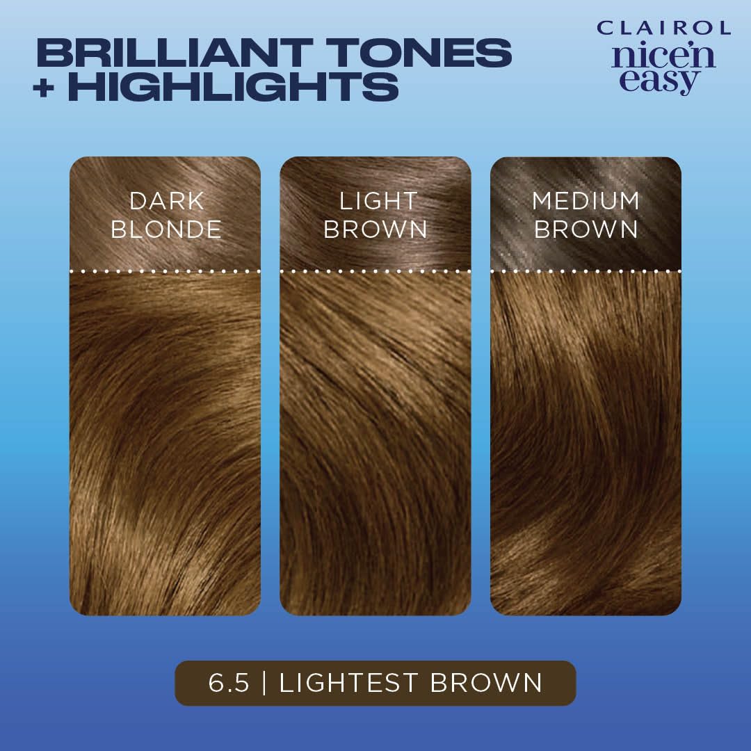 Clairol Nice'n Easy Permanent Hair Dye, 6.5 Lightest Brown Hair Color, Pack of 1