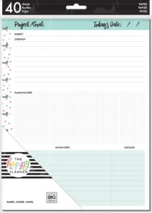 me & my big ideas happy planner big full sheet fill paper 40/pkg-project,