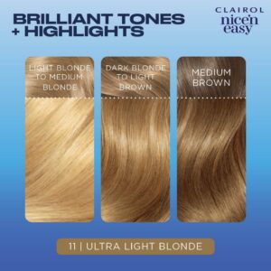 Clairol Nice'n Easy Permanent Hair Dye, 11 Ultra Light Blonde Hair Color, Pack of 3