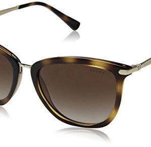 Ralph by Ralph Lauren Women's RA5245 Cat Eye Sunglasses, Shiny Dark Havana/Gradient Brown, 55 mm