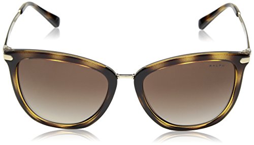 Ralph by Ralph Lauren Women's RA5245 Cat Eye Sunglasses, Shiny Dark Havana/Gradient Brown, 55 mm