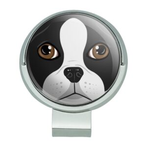 graphics & more boston terrier look into my eyes face pet dog golf hat clip with magnetic ball marker