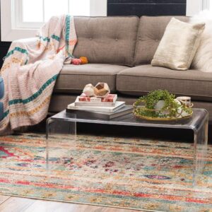 Unique Loom Sedona Collection Distressed, Southwester, Over-Dyed, Vintage Area Rug, 8' 0" x 10' 0", Blue/Beige