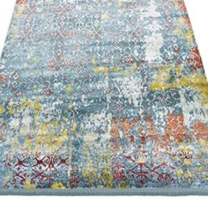 Unique Loom Baracoa Collection Area Rug-Alamar, 5' 5" x 8' Rectangle, Blue/Olive