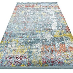 Unique Loom Baracoa Collection Area Rug-Alamar, 5' 5" x 8' Rectangle, Blue/Olive